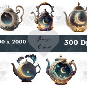 Divine Tea Time, Digital Download, Clipart Bundle, Tea Cups, Tea Pots ...
