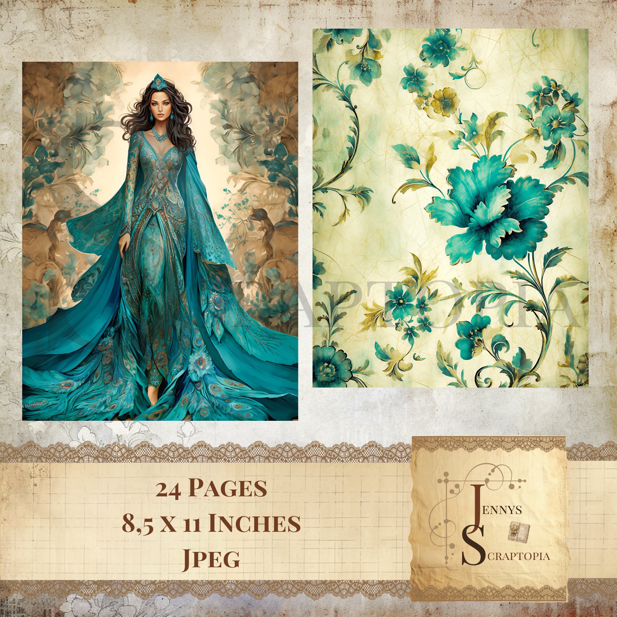 Women of India Journal Pages, Ornate Journal Paper, Beautiful Women ...