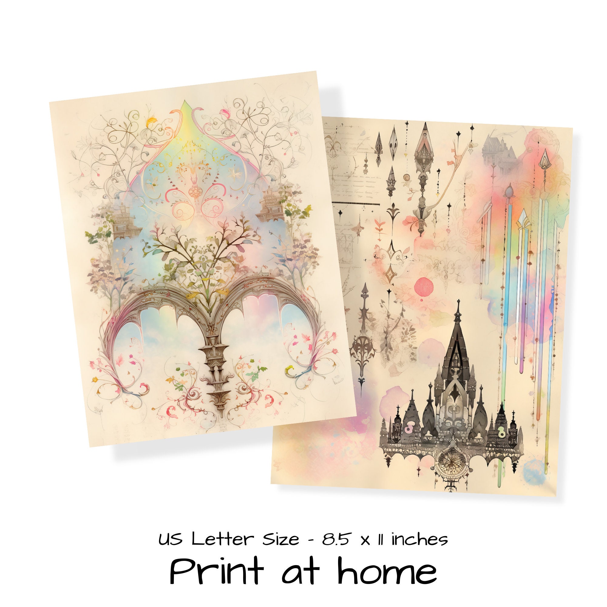 Enchanted Fairy Scribbles Vivid Fairyland, Fantasy Paper Collage Papers ...