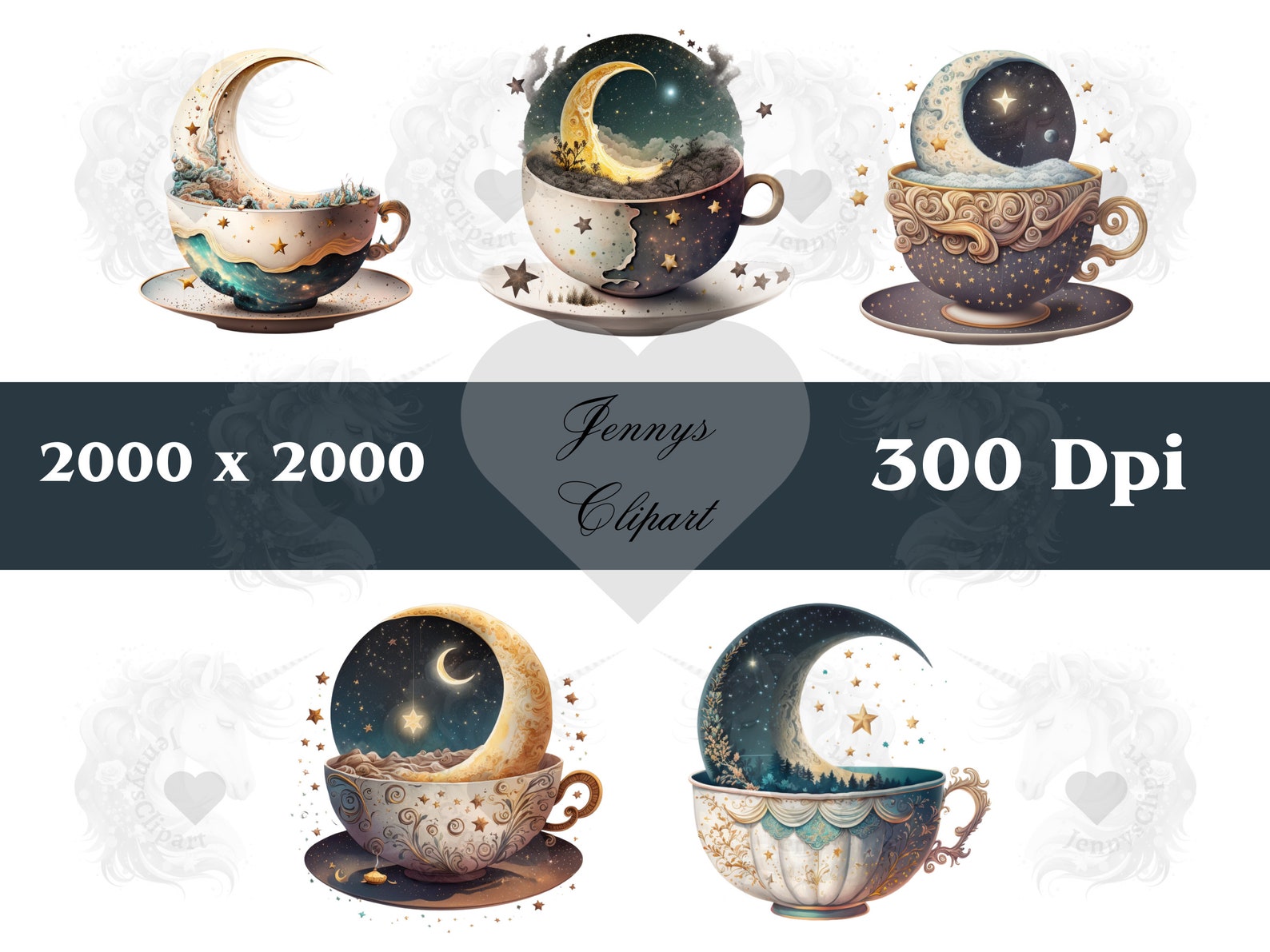 Divine Tea Time, Digital Download, Clipart Bundle, Tea Cups, Tea Pots ...