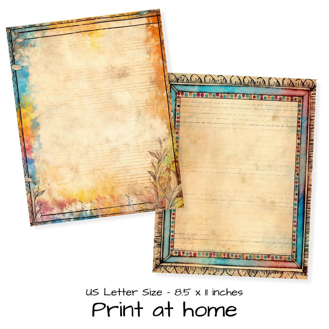 Boho Border Papers Journaling Papers, Boho Journal, Printable ...