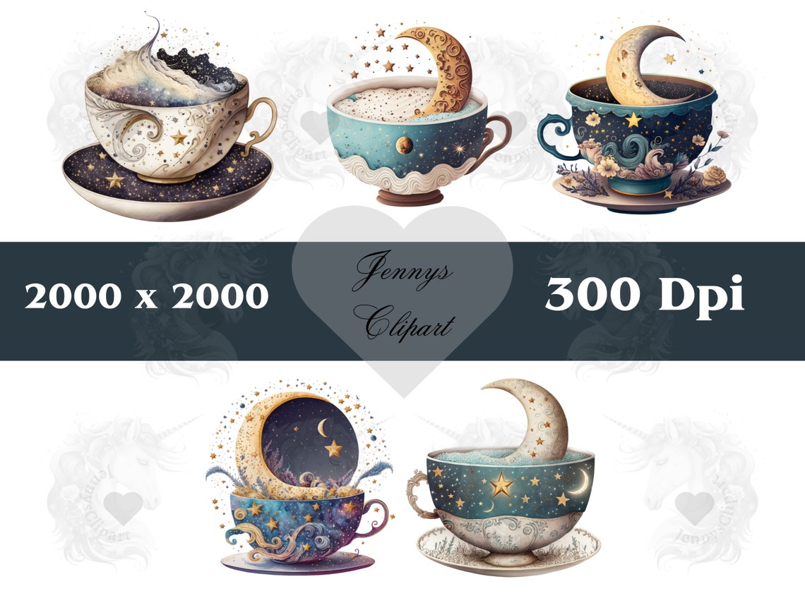 Divine Tea Time, Digital Download, Clipart Bundle, Tea Cups, Tea Pots ...