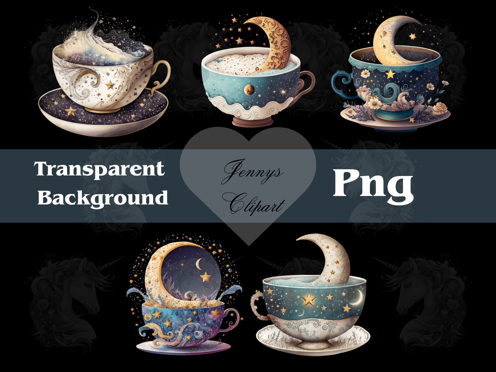 Divine Tea Time, Digital Download, Clipart Bundle, Tea Cups, Tea Pots ...