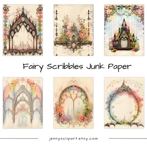 Enchanted Fairy Scribbles Vivid Fairyland, Fantasy Paper Collage Papers ...