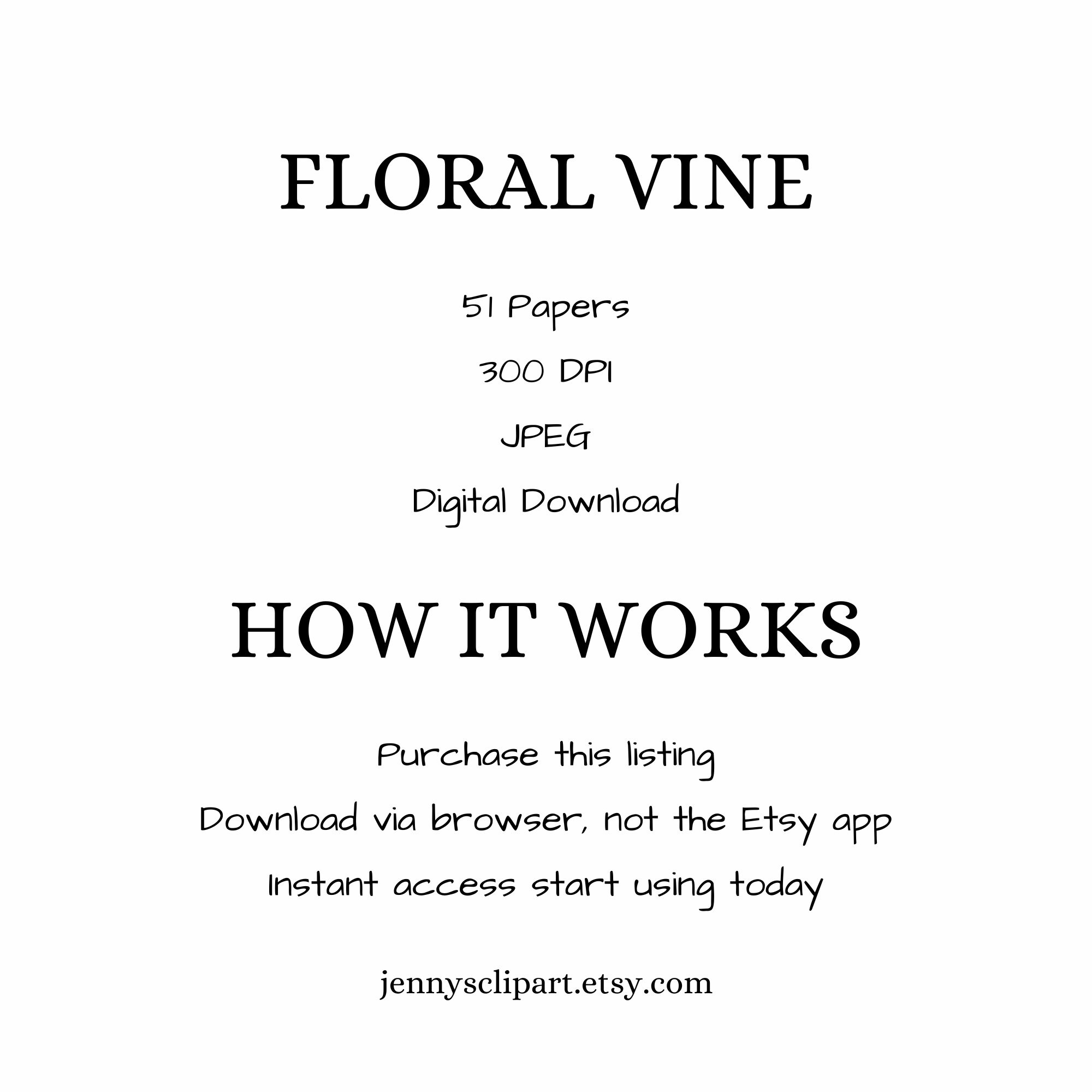 Floral Vine Journal Pages, Junk Journal Basic Papers, Printable Shabby ...