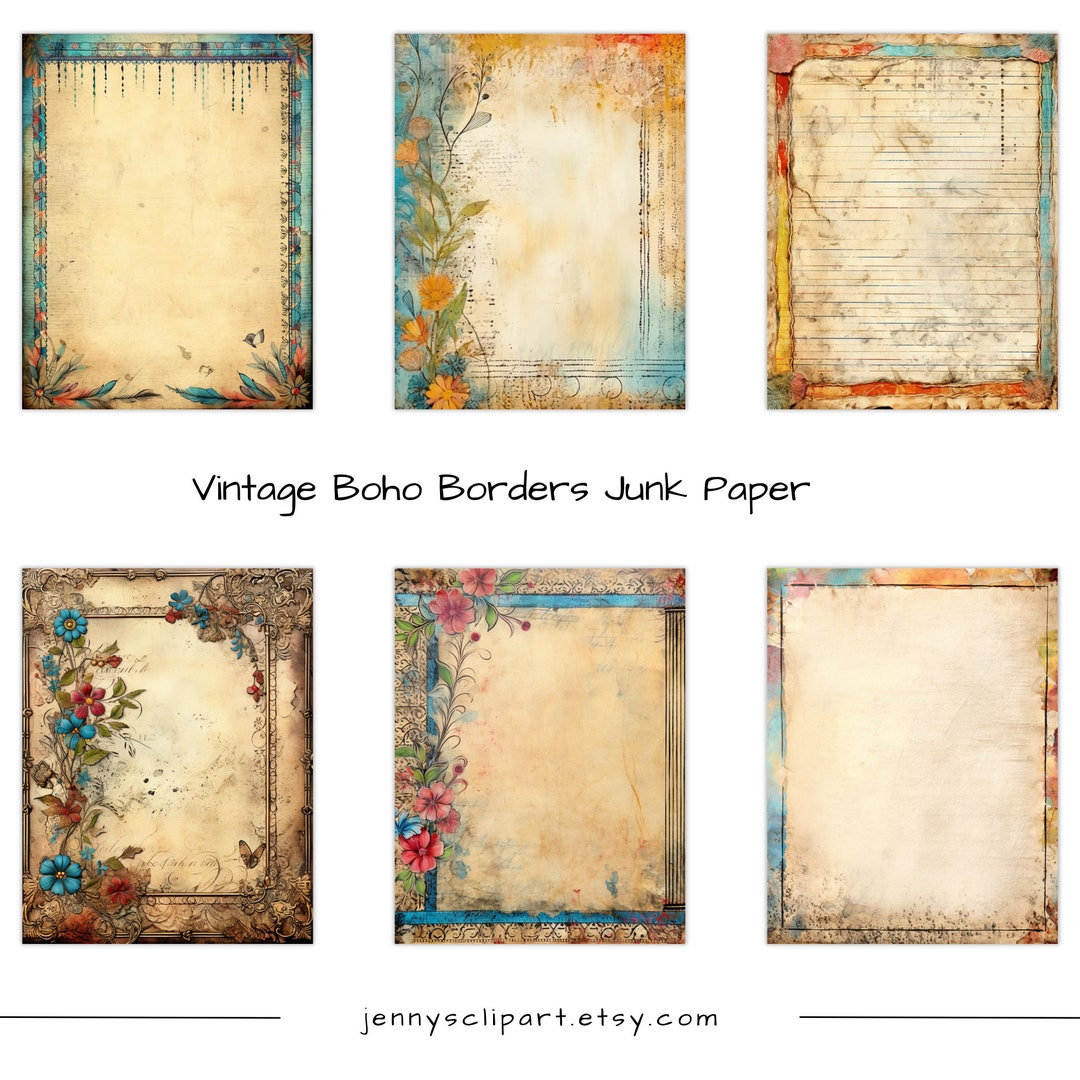 Boho Border Papers Journaling Papers, Boho Journal, Printable ...