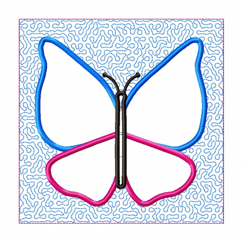 Butterfly Stippling Quilt Block in the Hoop Embroidery Design - Etsy