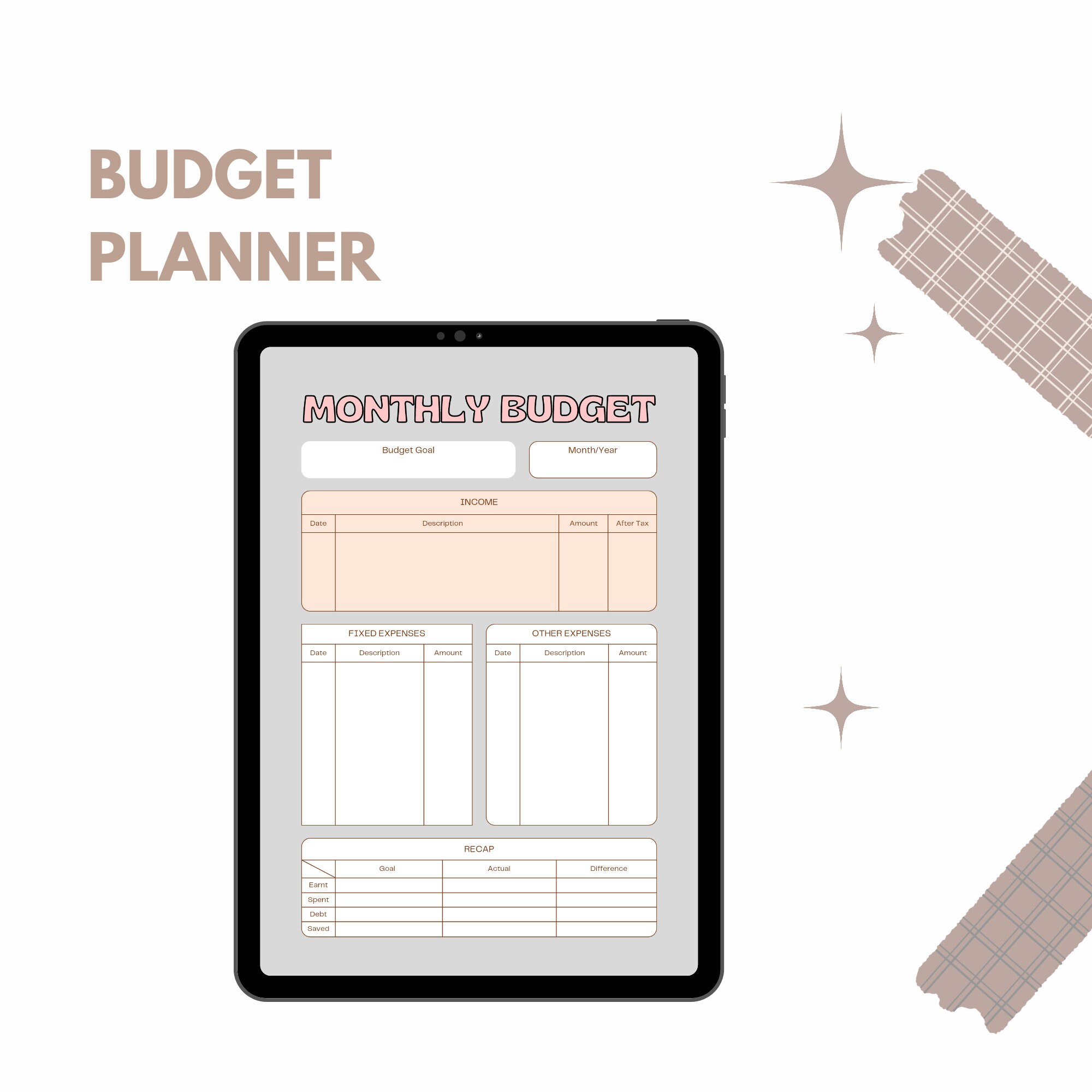 Monthly Budget Planner, Expense Tracker, Budget Tracker, Income Tracker ...