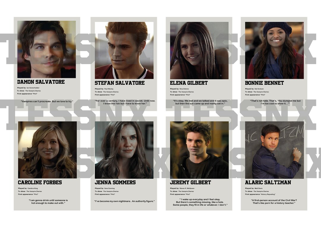 Minimalist the Vampire Diaries TVD Season 1 Character Poster Print ...