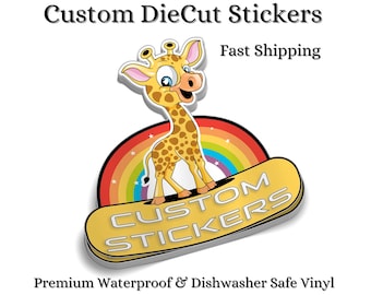 100 Custom Vinyl Waterproof Stickers Cut Any Shape. Custom Bulk ...