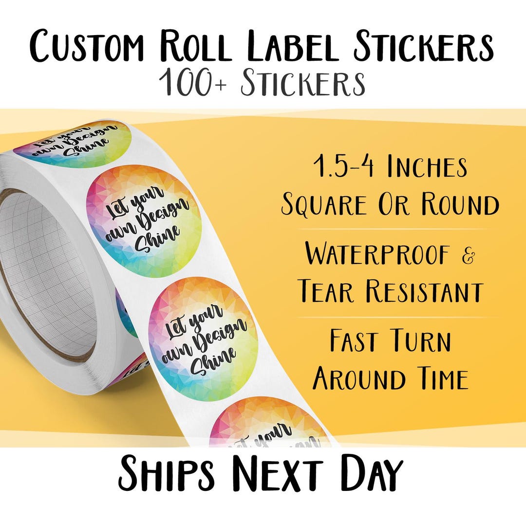 150 Labels on Roll Premium Gloss Weatherproof Labels - Your Design Logo ...