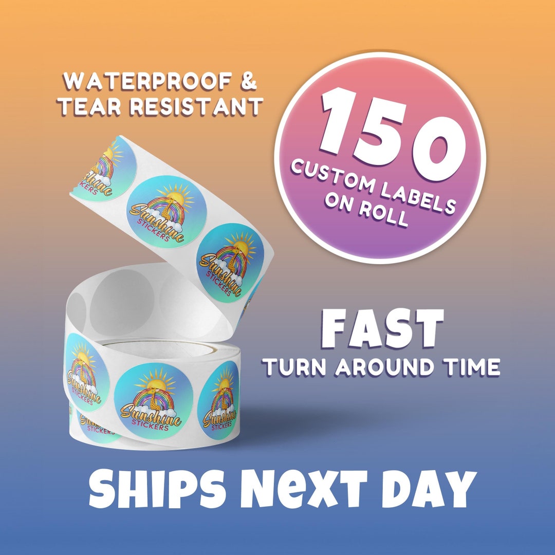 Labels on Roll Premium Gloss Weatherproof Labels - Your Design Logo ...