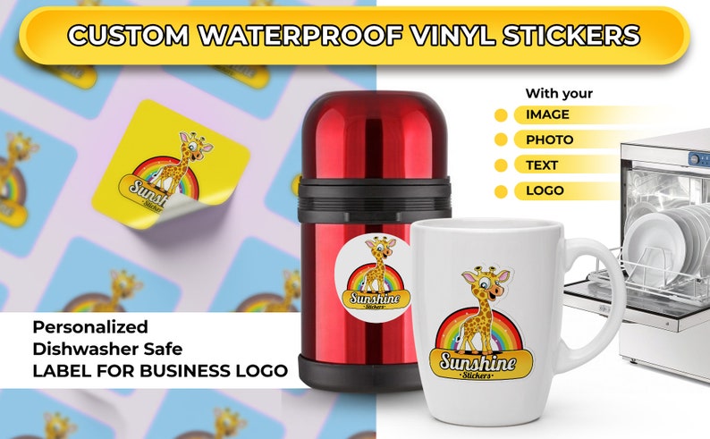 Custom Vinyl Waterproof Stickers Cut Any Shape. Custom Bulk Stickers ...