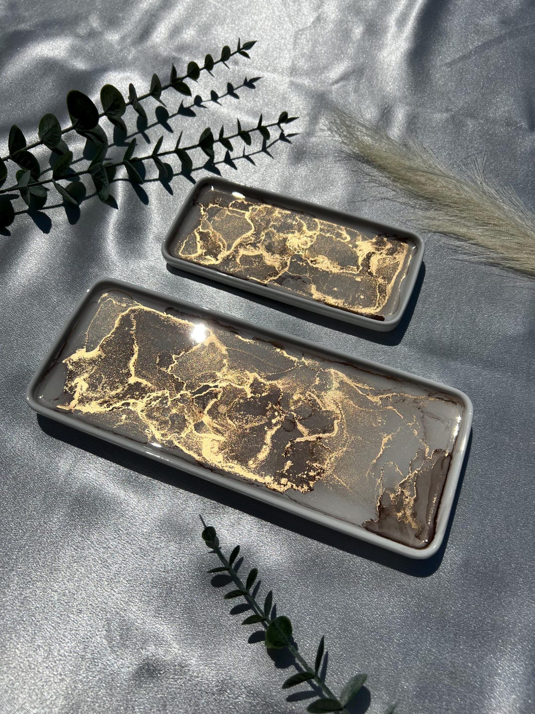 Alcohol Ink Ceramic Vanity Trays | 10" & 6" Set of 2 | Alcohol Ink ...