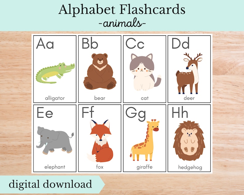 Animal Alphabet Flashcards, Digital Download - Etsy