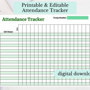 Girl Scout Attendance Tracker, Editable, Digital Download - Etsy