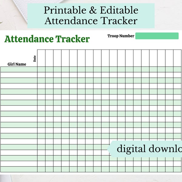 Girl Scout Attendance Sheet - Etsy