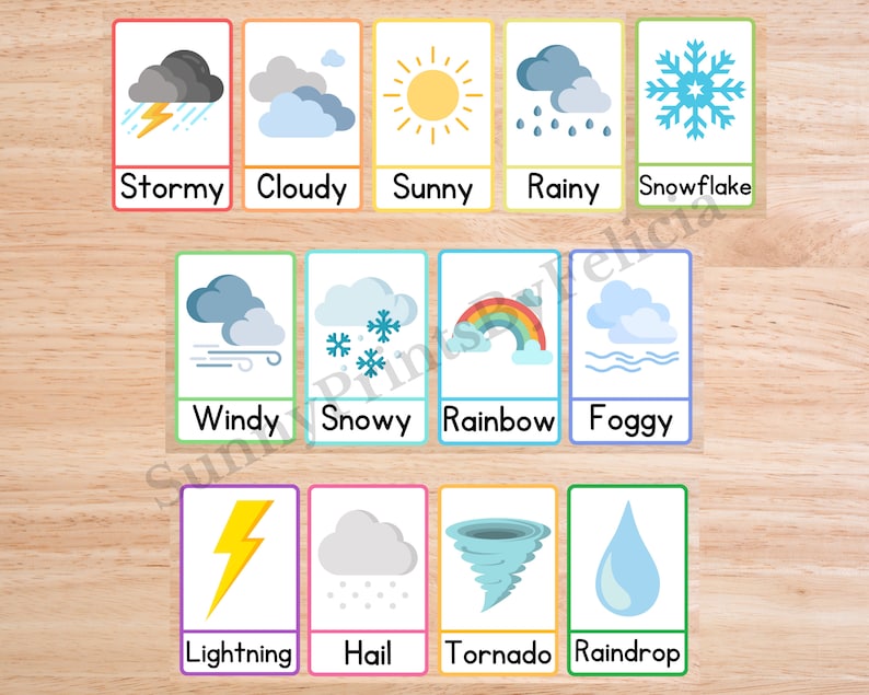 Weather Flashcards, Digital Download - Etsy