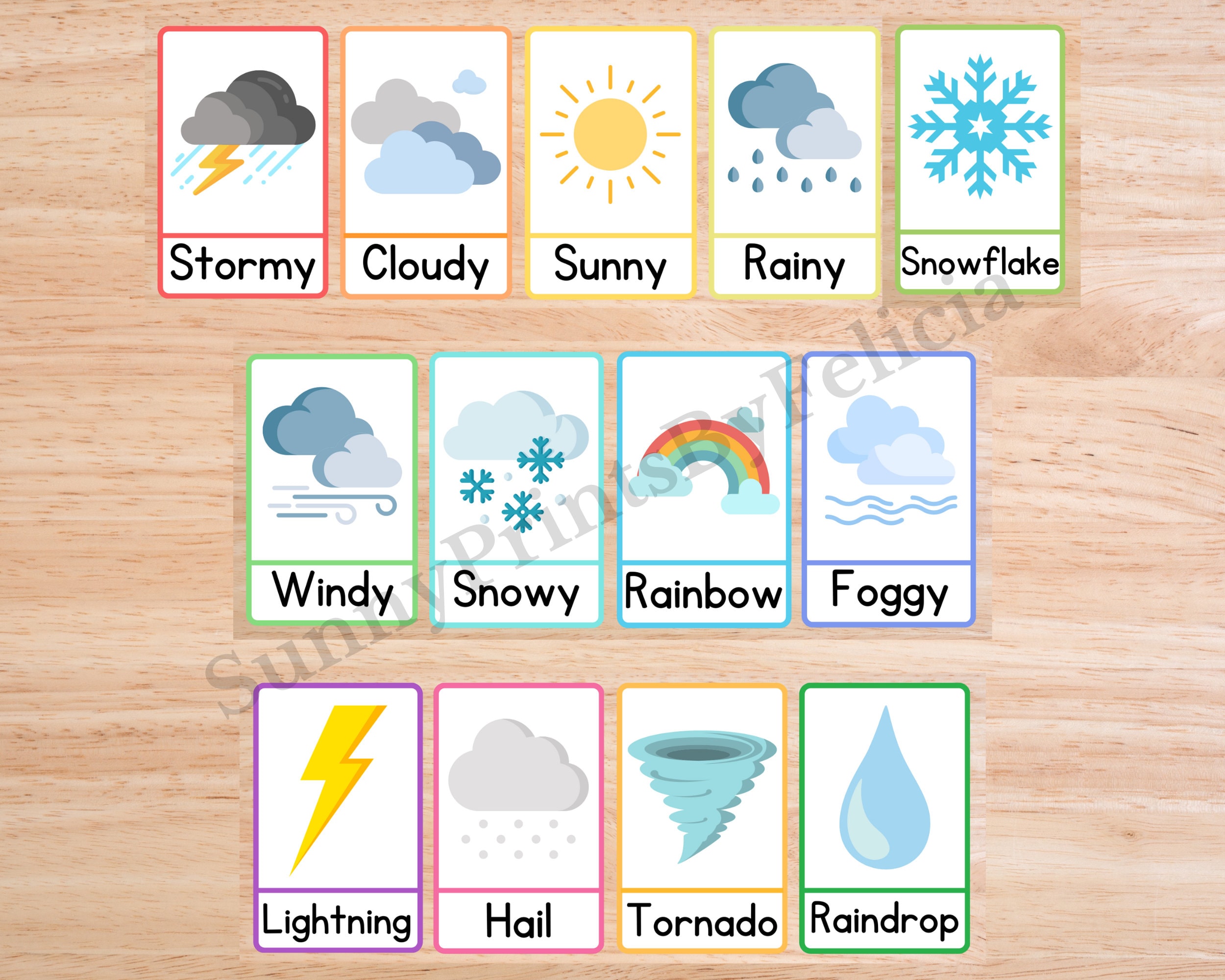 Weather Flashcards, Digital Download - Etsy