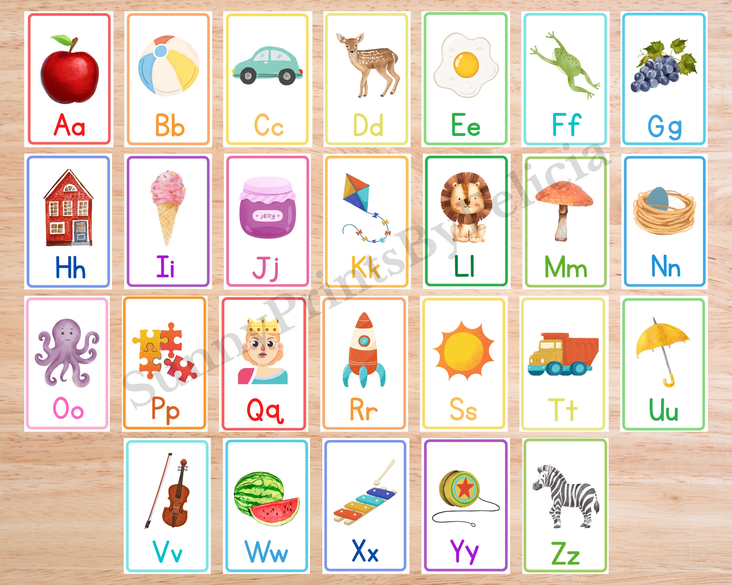 Alphabet Flashcards With Illustrations, Digital Download - Etsy