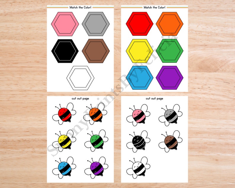 Color Matching Activity, Match the Bee to Its Hive, Digital Download - Etsy