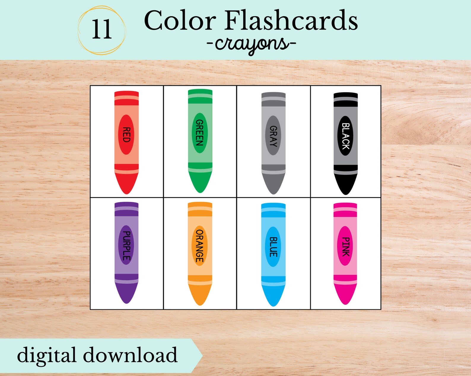 Color Flashcards, Crayons, Digital Download - Etsy