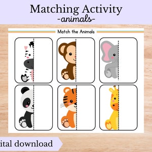 Animal Matching Activity, Digital Download - Etsy