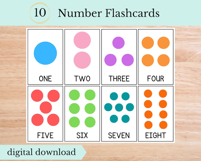 10 Number Flashcards, Digital Download - Etsy