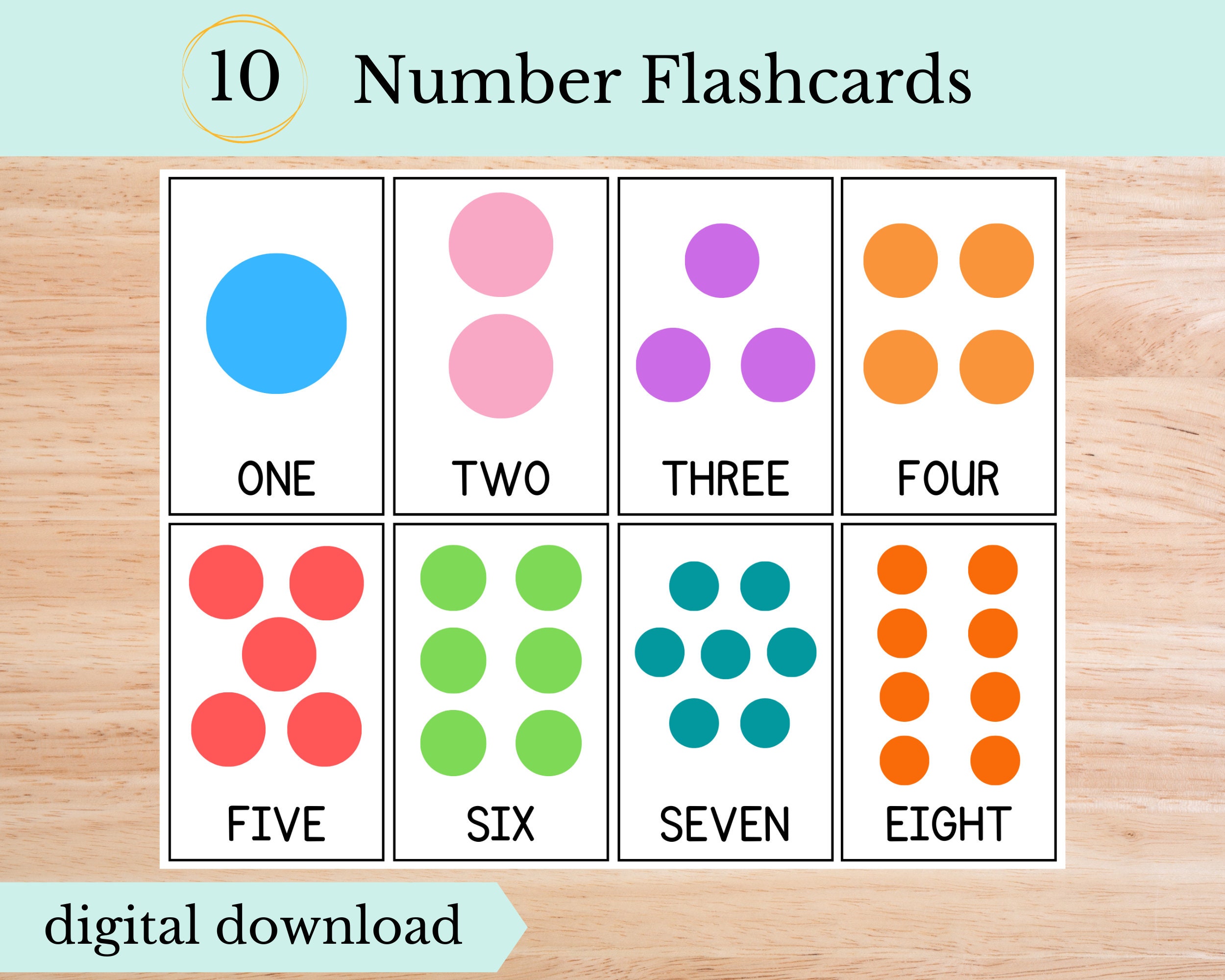 10 Number Flashcards, Digital Download - Etsy