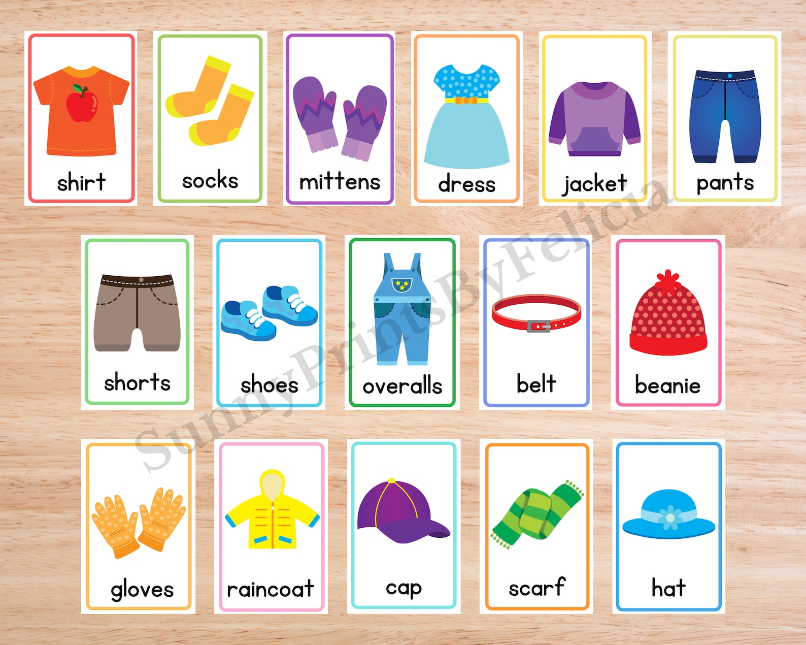 Clothing Flashcards, Digital Download - Etsy