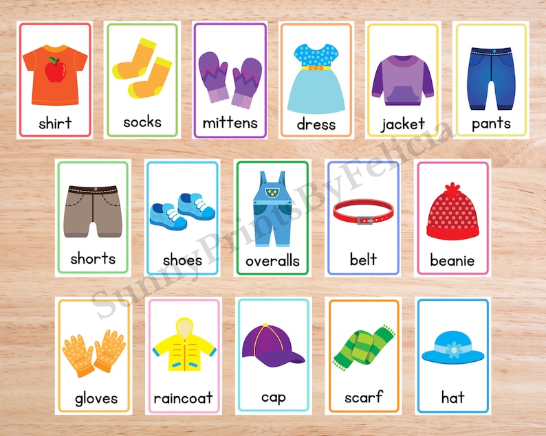 Clothing Flashcards, Digital Download - Etsy
