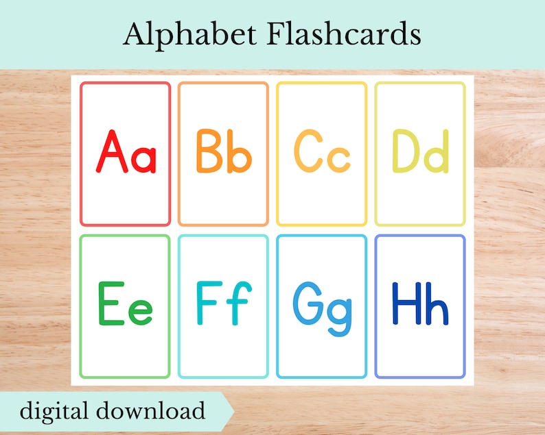 Alphabet Flashcards, Digital Download - Etsy