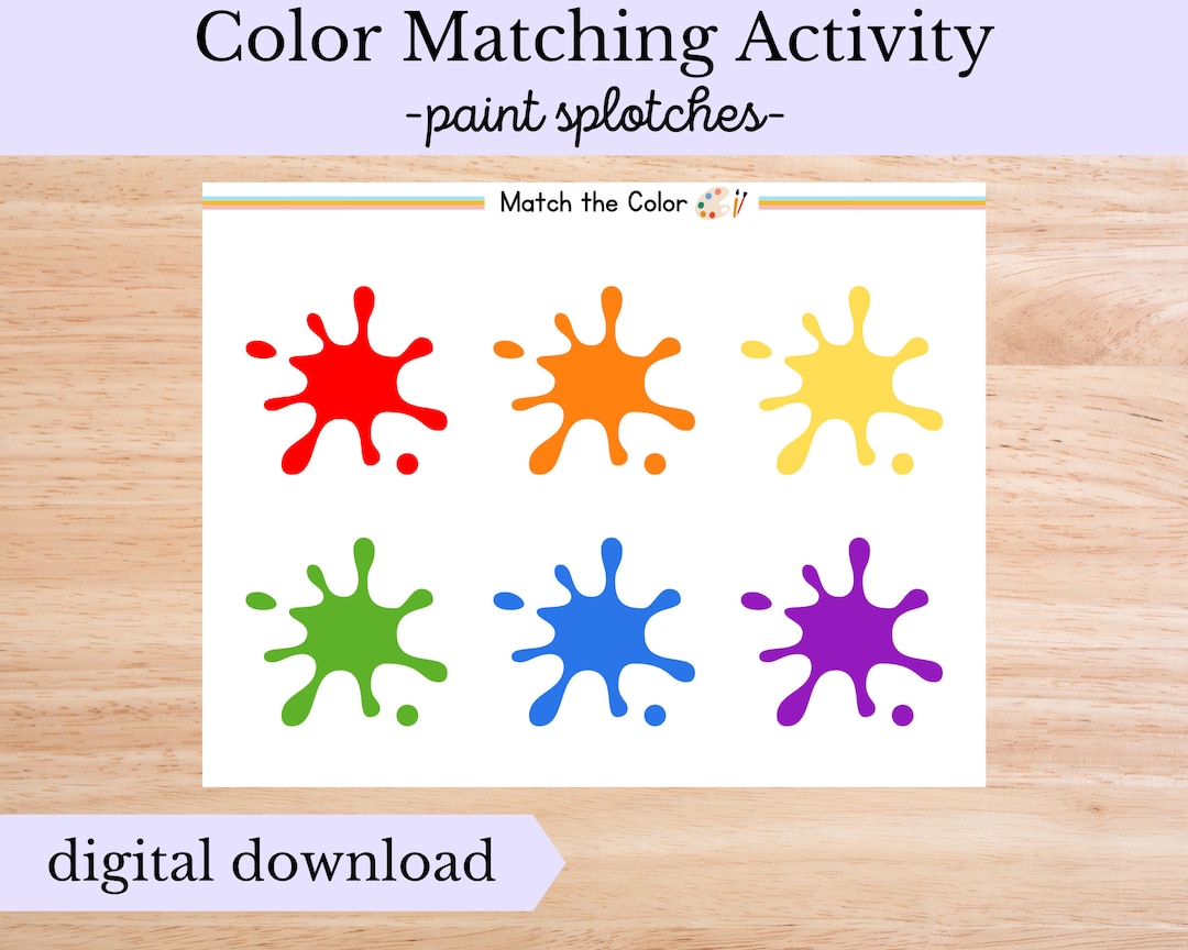 Color Matching Activity, Paint Splotches, Digital Download - Etsy