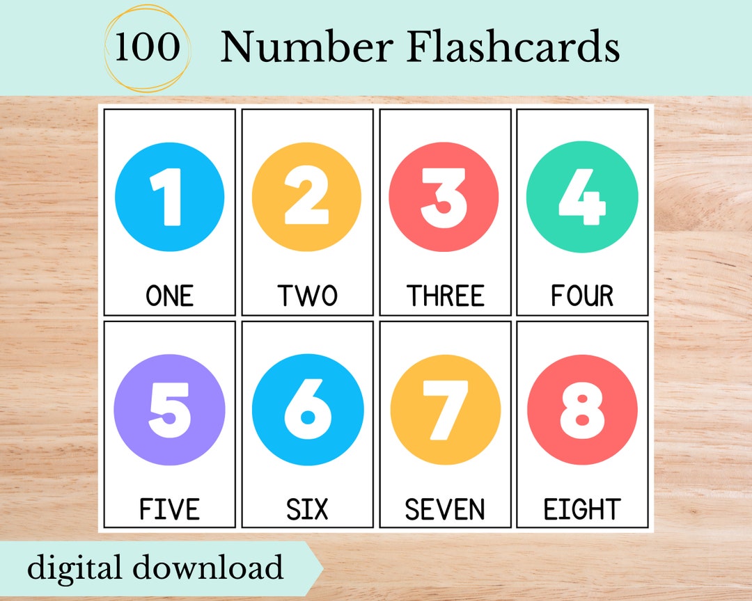 100 Number Flashcards, Digital Download - Etsy