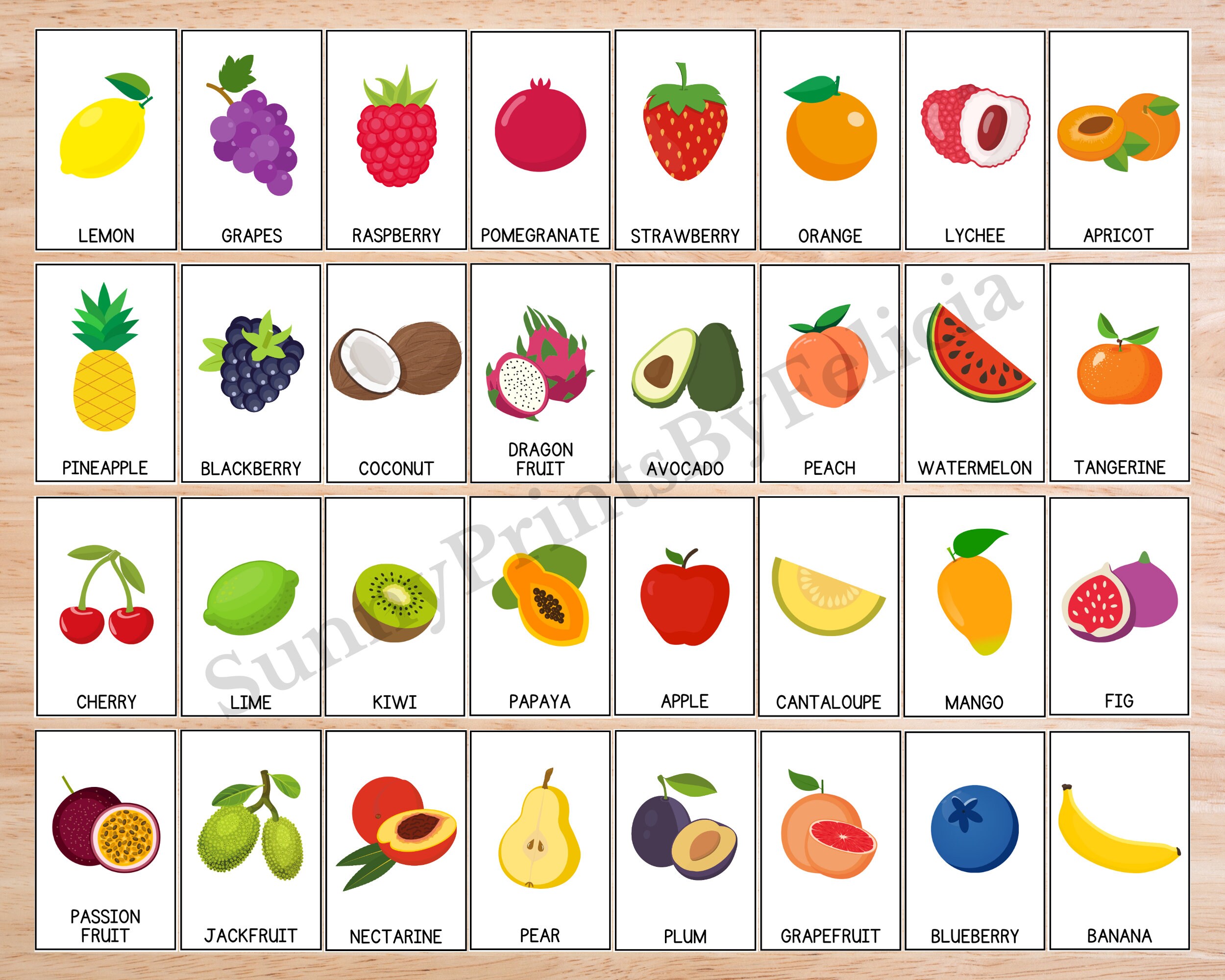 Fruit Flashcards With Illustrations, Digital Download - Etsy