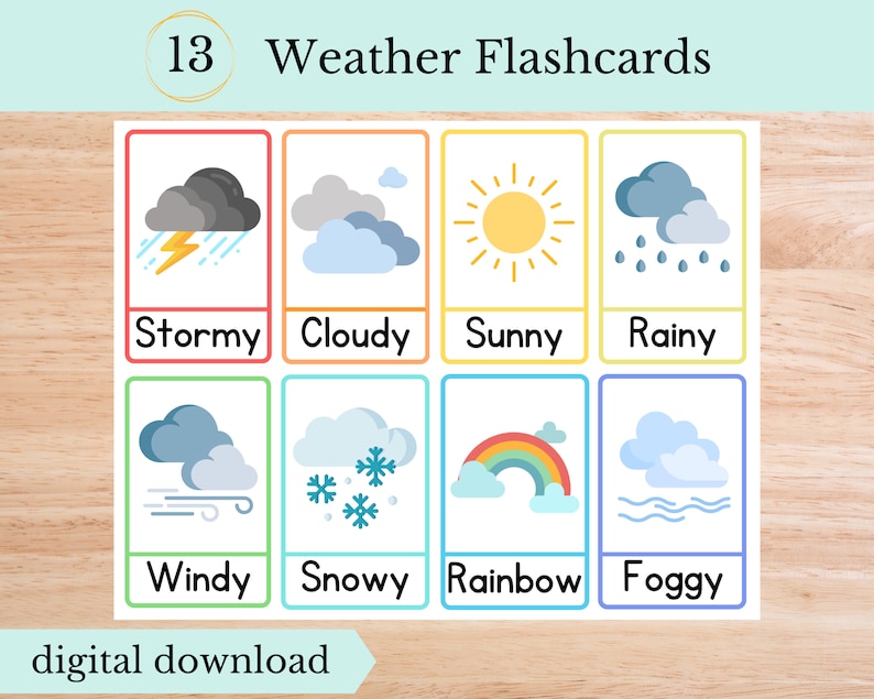Weather Flashcards, Digital Download - Etsy