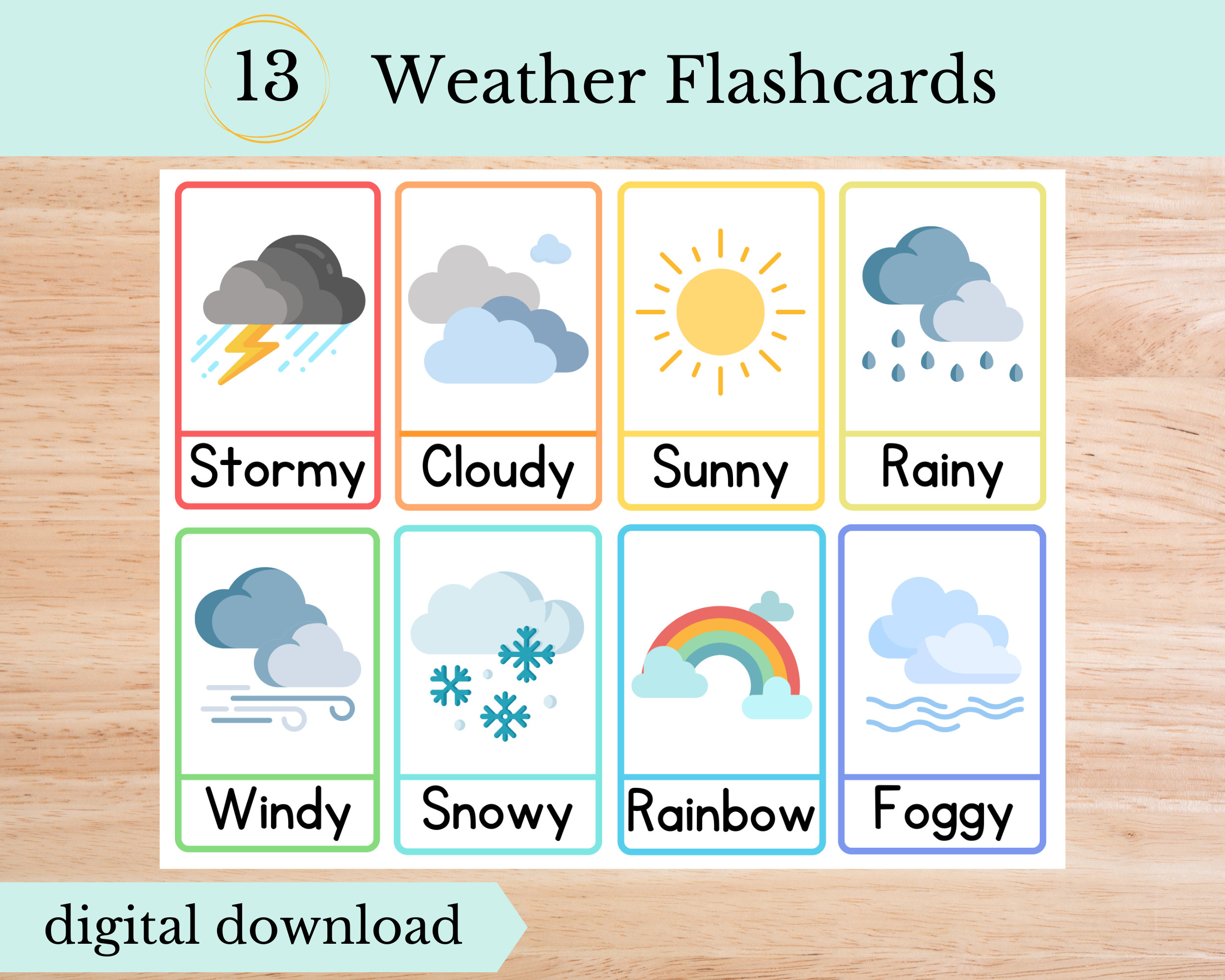 Weather Flashcards, Digital Download - Etsy