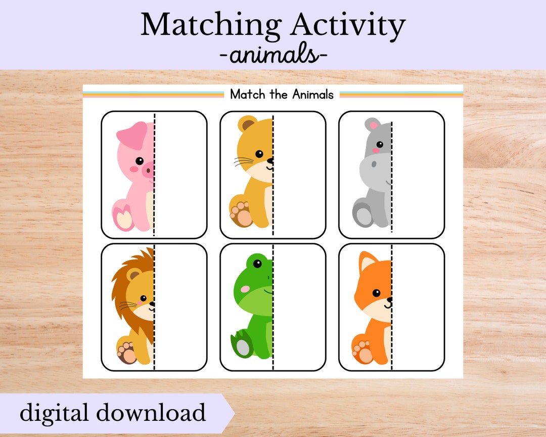 Animal Matching Activity, Digital Download - Etsy