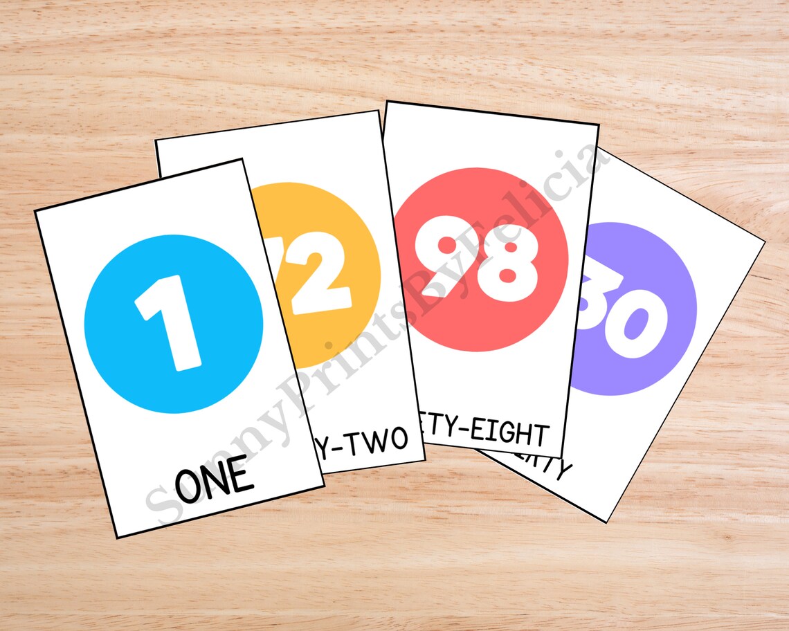 100 Number Flashcards, Digital Download - Etsy