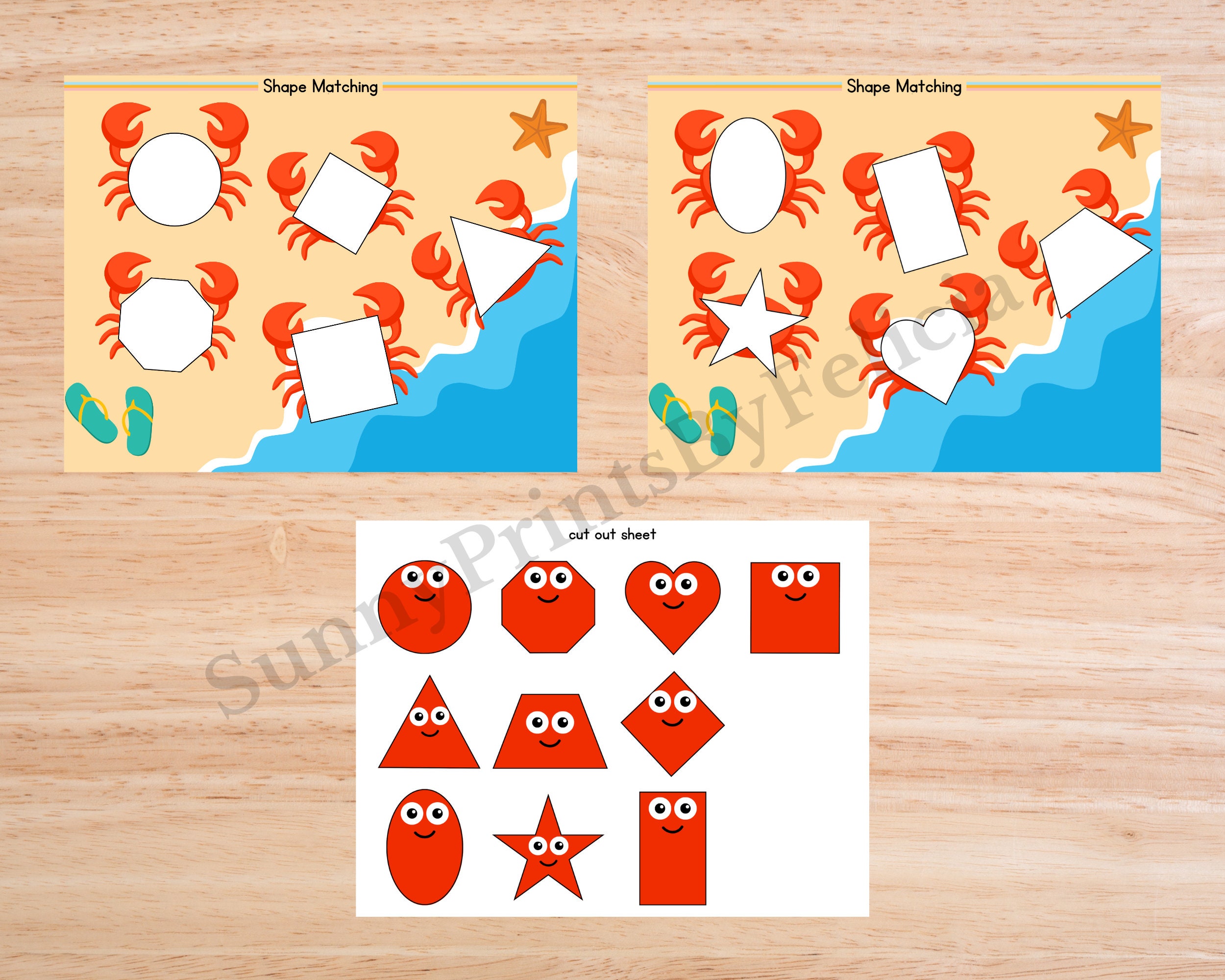 Shape Matching Activity, Crabs on the Beach, Digital Download - Etsy