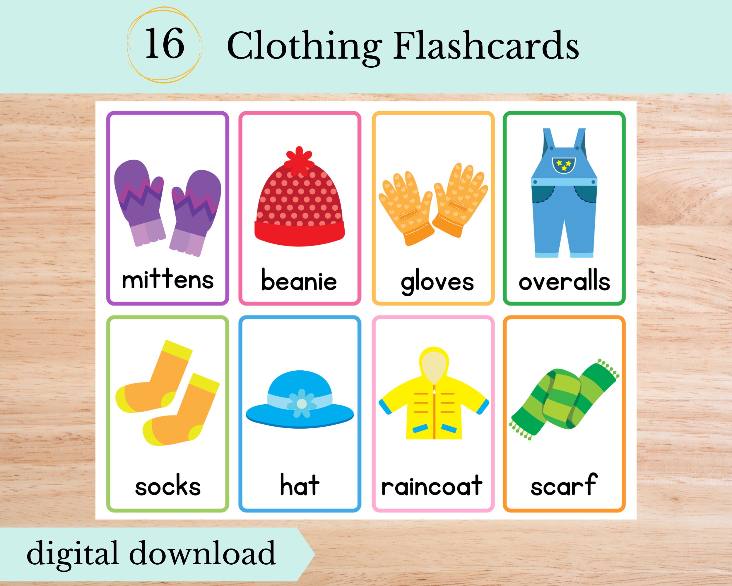 Clothing Flashcards, Digital Download - Etsy