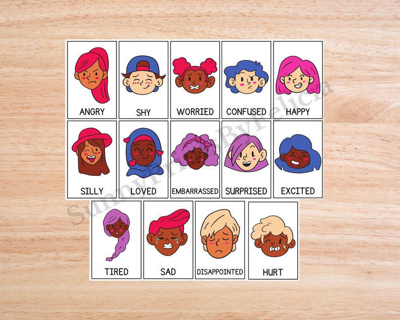 Emotion Flashcards, Facial Expressions, Digital Download - Etsy