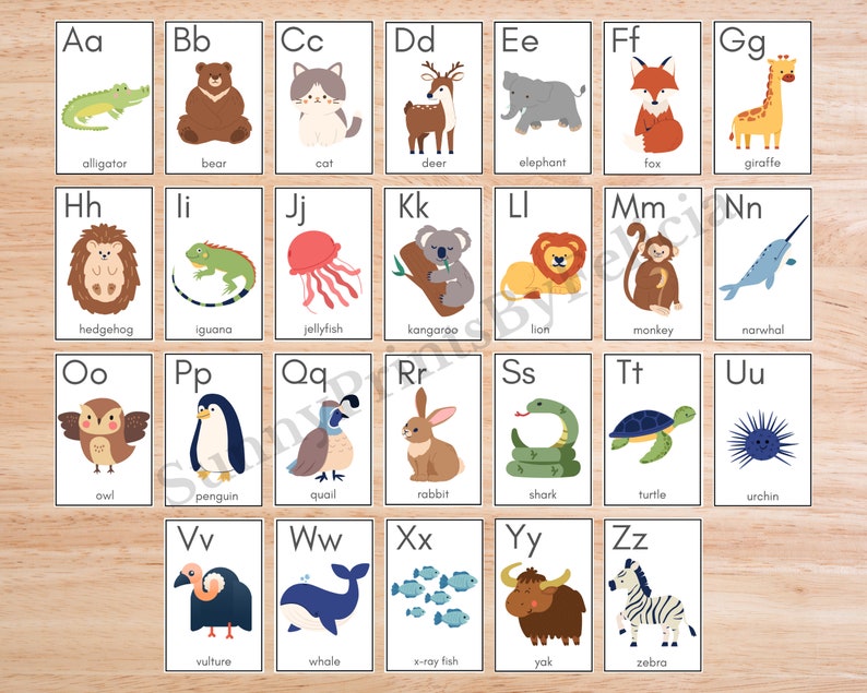 Animal Alphabet Flashcards, Digital Download - Etsy