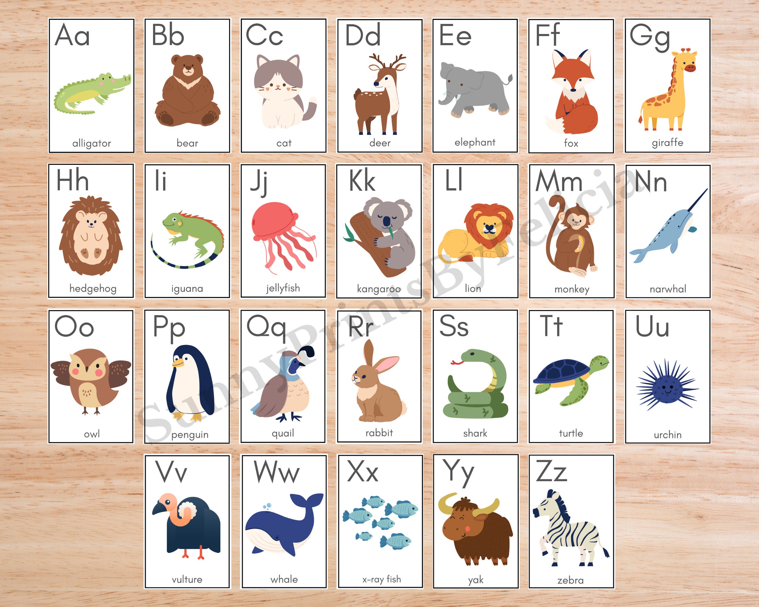 Animal Alphabet Flashcards, Digital Download - Etsy