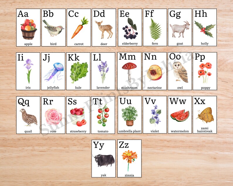 Nature Alphabet Flashcards, Digital Download - Etsy