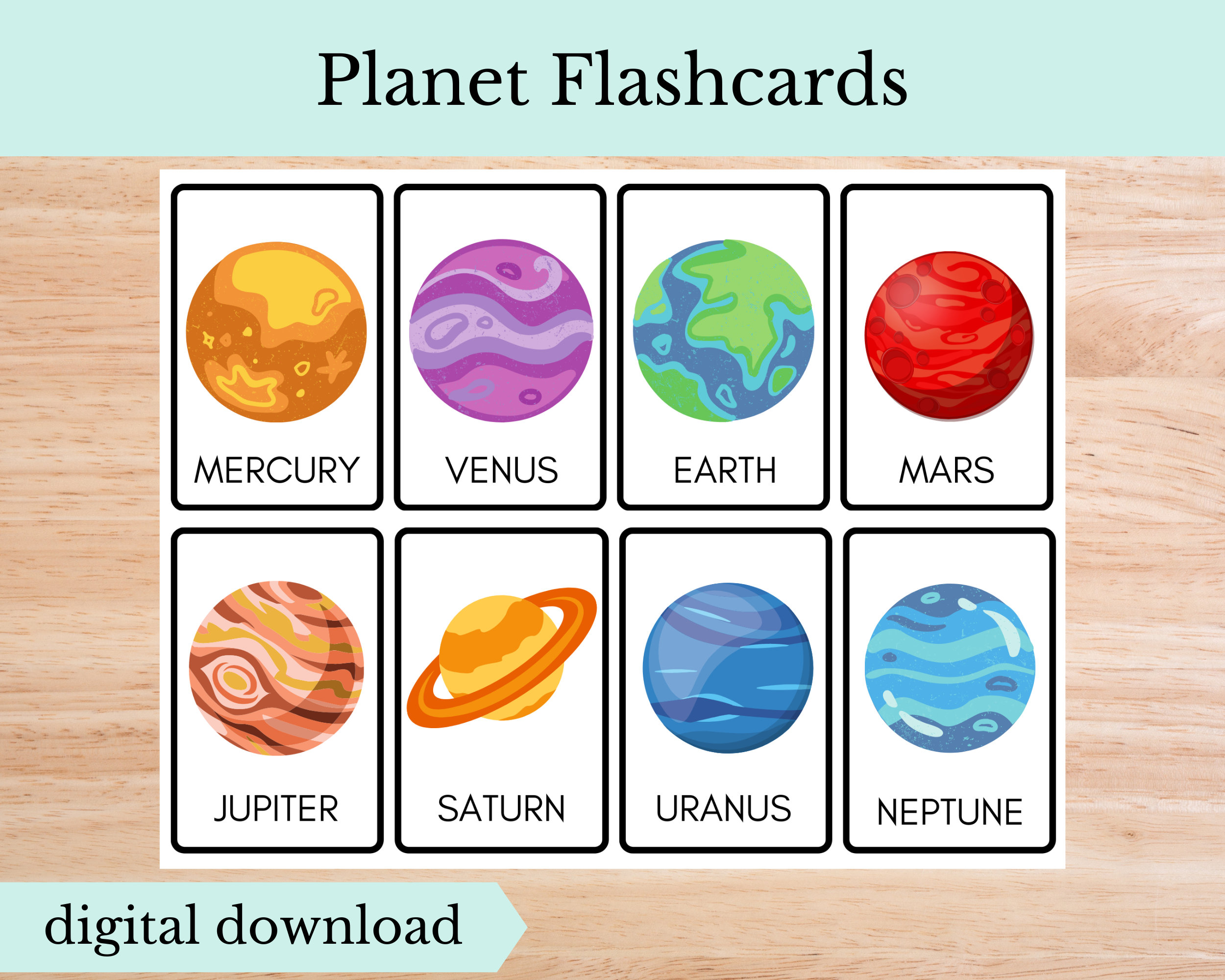 Planet Flashcards, Digital Download - Etsy