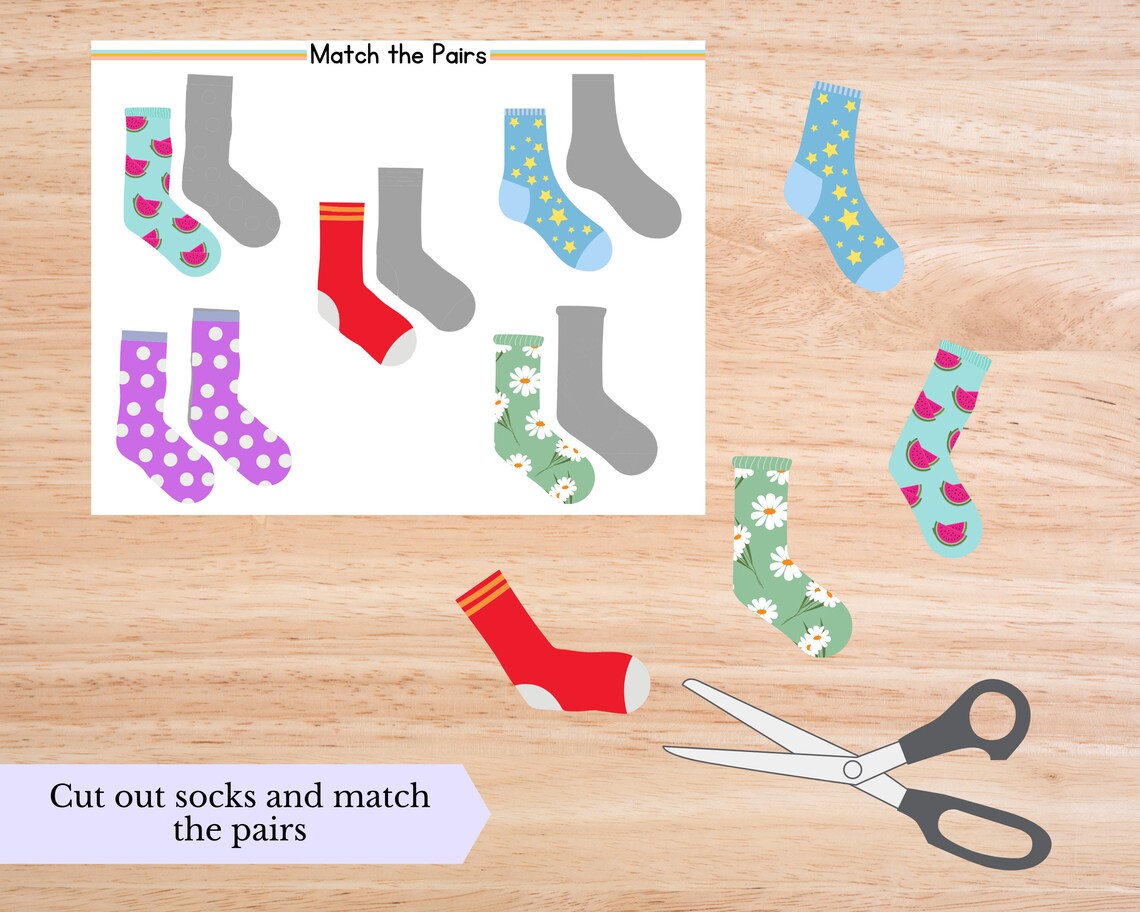 Pattern Matching Activity, Match the Sock Pattern, Digital Download - Etsy