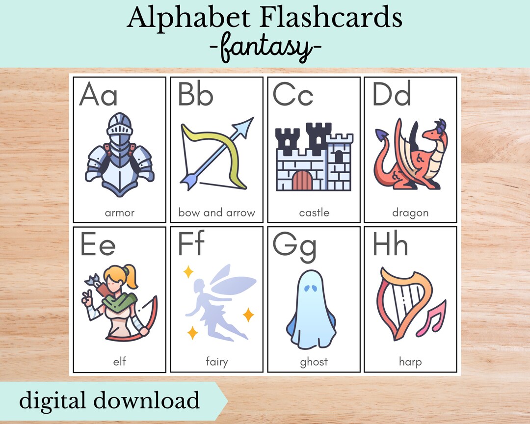 Fantasy Alphabet Flashcards, Digital Download - Etsy