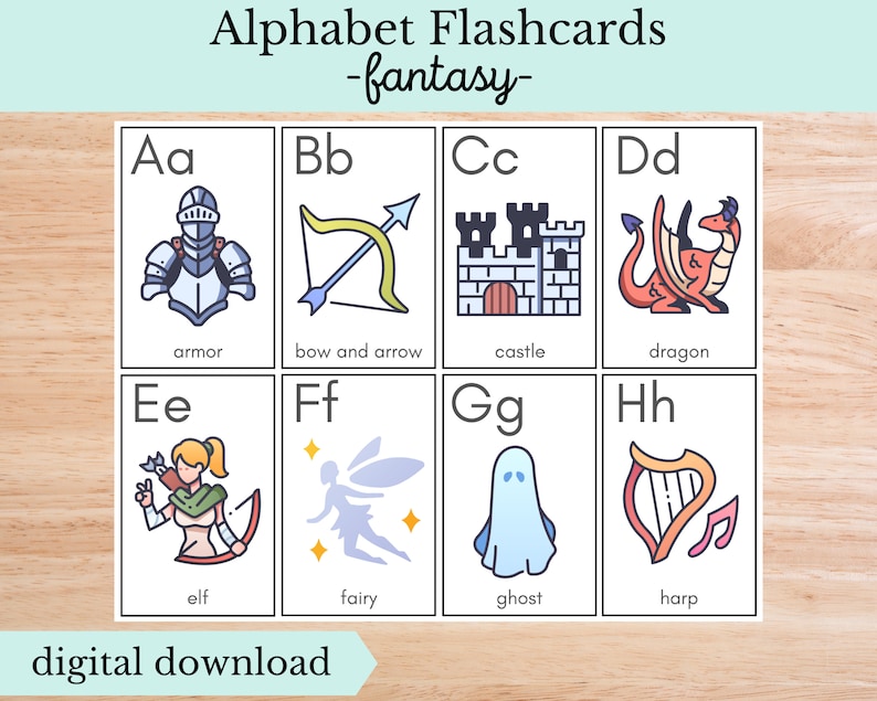 Fantasy Alphabet Flashcards, Digital Download - Etsy