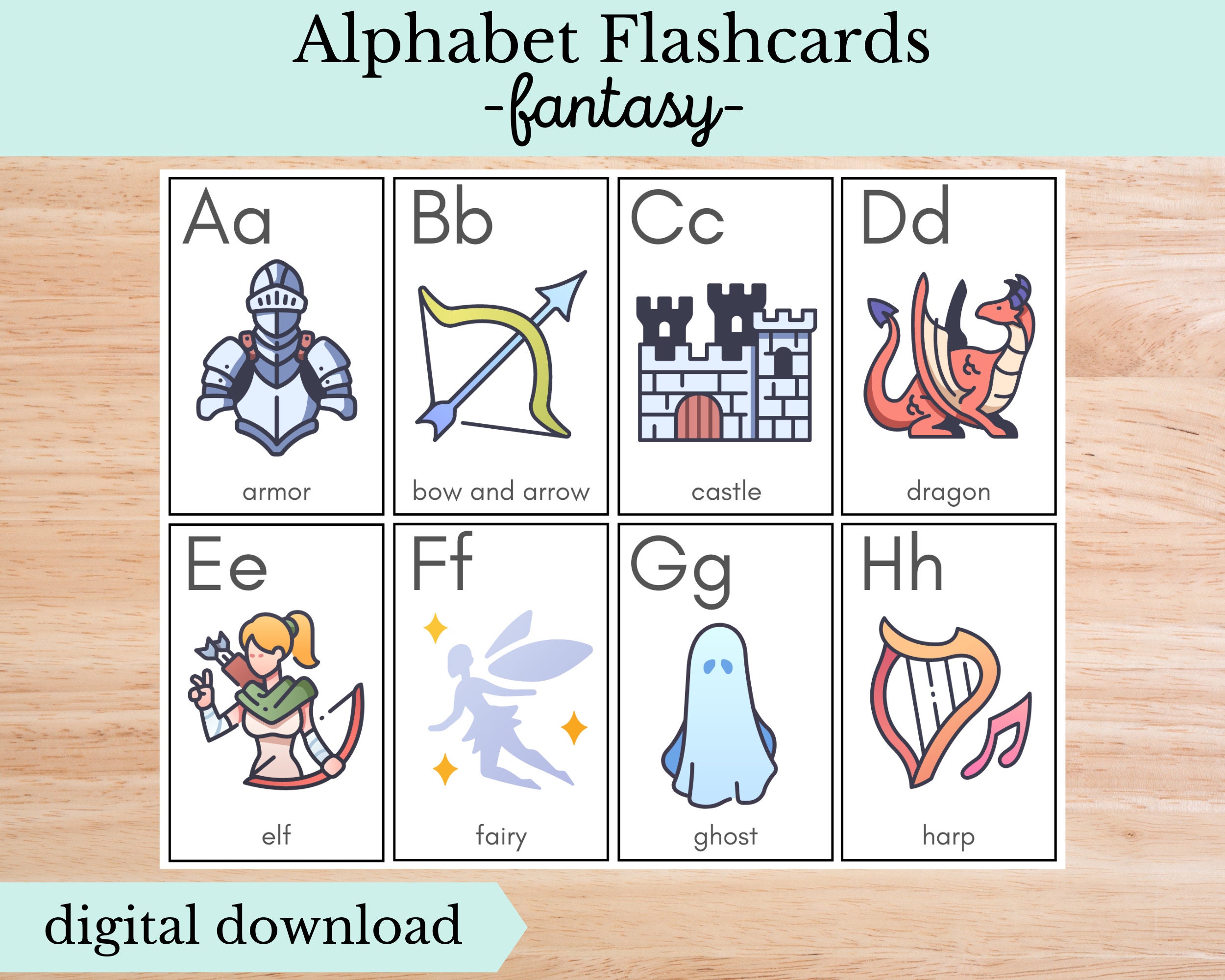 Fantasy Alphabet Flashcards, Digital Download - Etsy